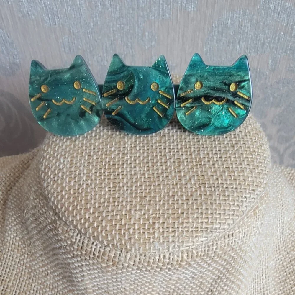Hair | Green Cat Faces Hair Clip | Poshmark